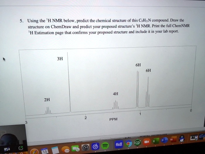 5. Using the ‘H NMR below, predict the chemical structure of this C9H21N compound. Draw the ...