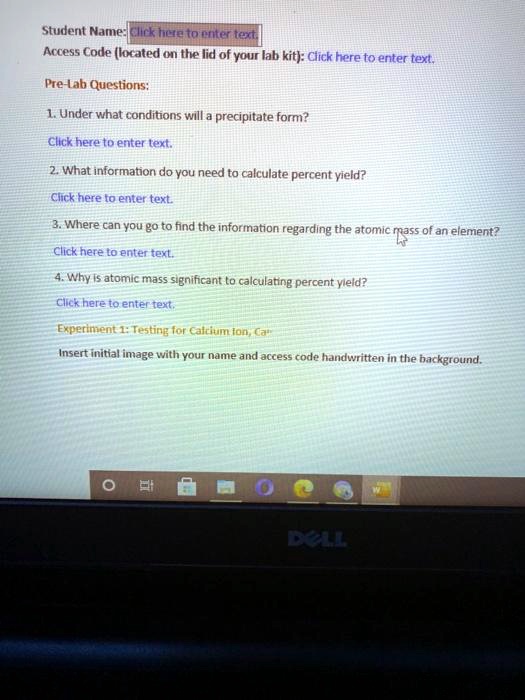 SOLVED: studert Name:| Vck nureto eriter text] Access Code (located on ...