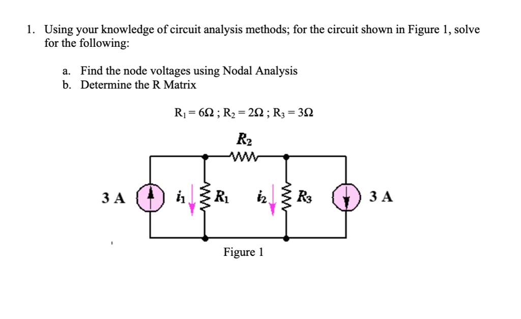 SOLVED: 1. Using your knowledge of circuit analysis methods; for the circuit shown in Figure 1 ...