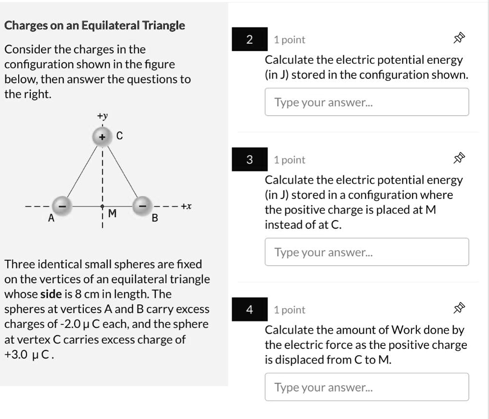 SOLVED: Charges on an Equilateral Triangle Consider the charges in the ...