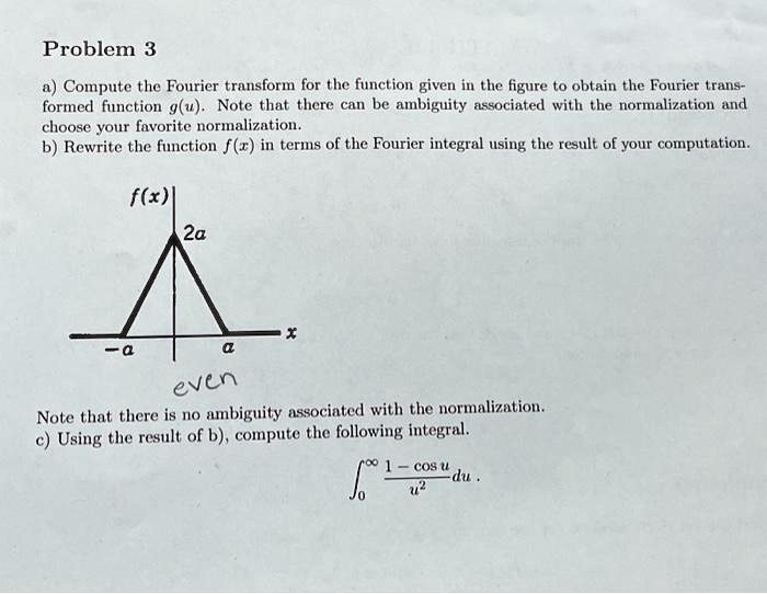 Solved Dont Use Coding Please Problem 3 A Compute The Fourier Transform For The Function Given