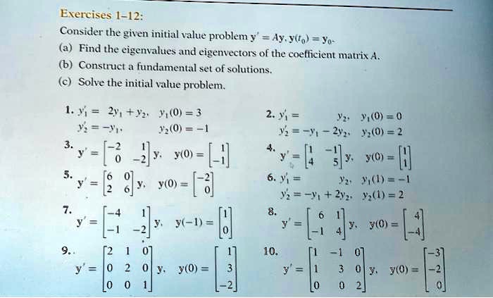 Solved Number 1 And 9 Please Exercises1 12 Consider The Given Initial Value Problem Yayytyo