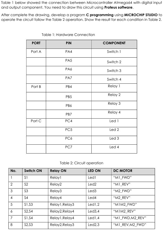 Solved Table Below Shows The Connection Between Microcontroller Atmega64 With Digital Input And 2976
