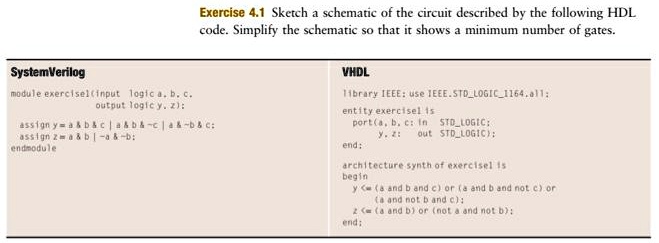 Solved Exercise 4 1 Sketch A Schematic Of The Circuit Described By