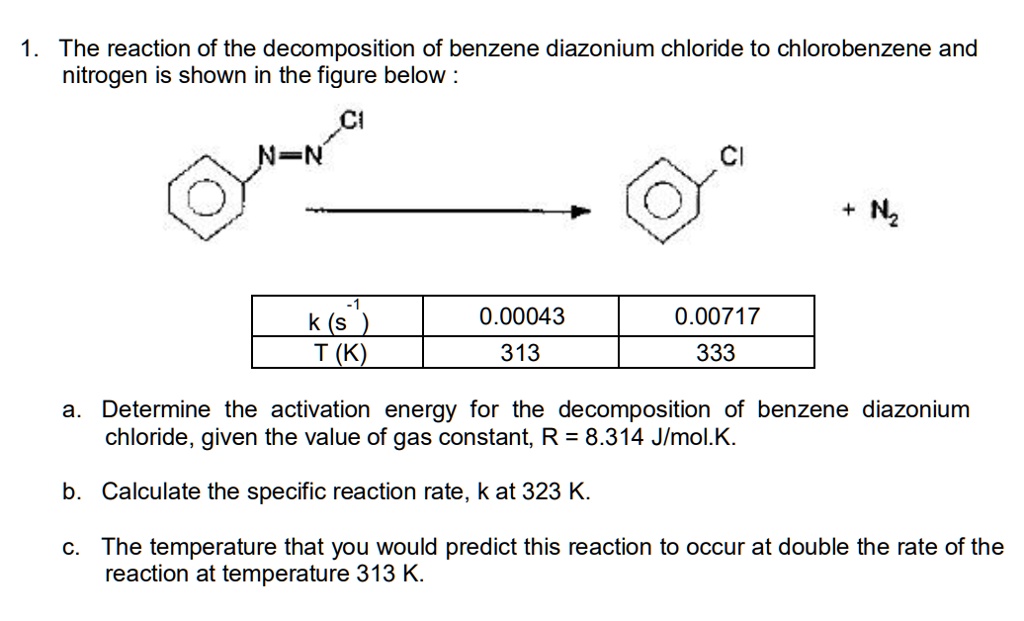 1. The reaction of the decomposition of benzene diazonium chloride to ...