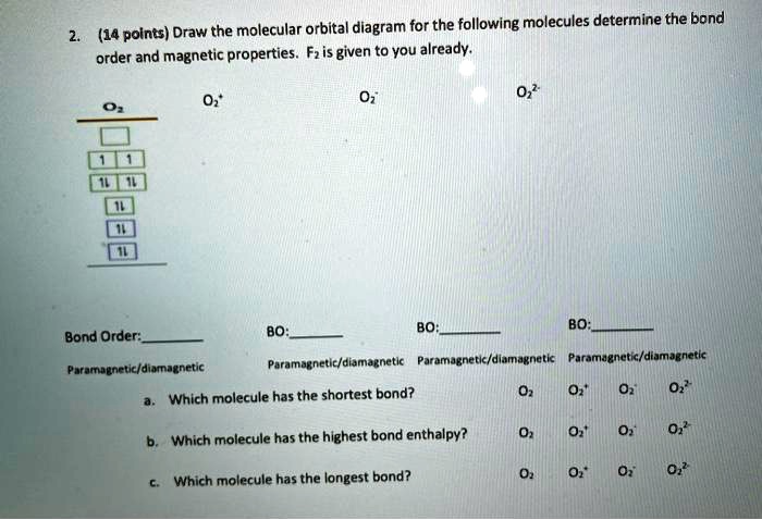 (14 polnts) Draw the molecular orbital diagram for th… - SolvedLib (14 polnts) Draw the molecular orbital diagram for th… - SolvedLib