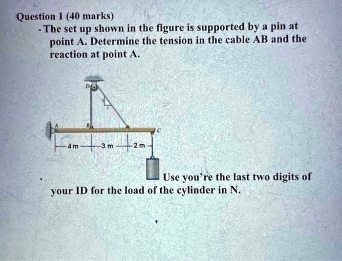 ID:37 Question 1 (40 marks) The set up shown in the figure is supported ...