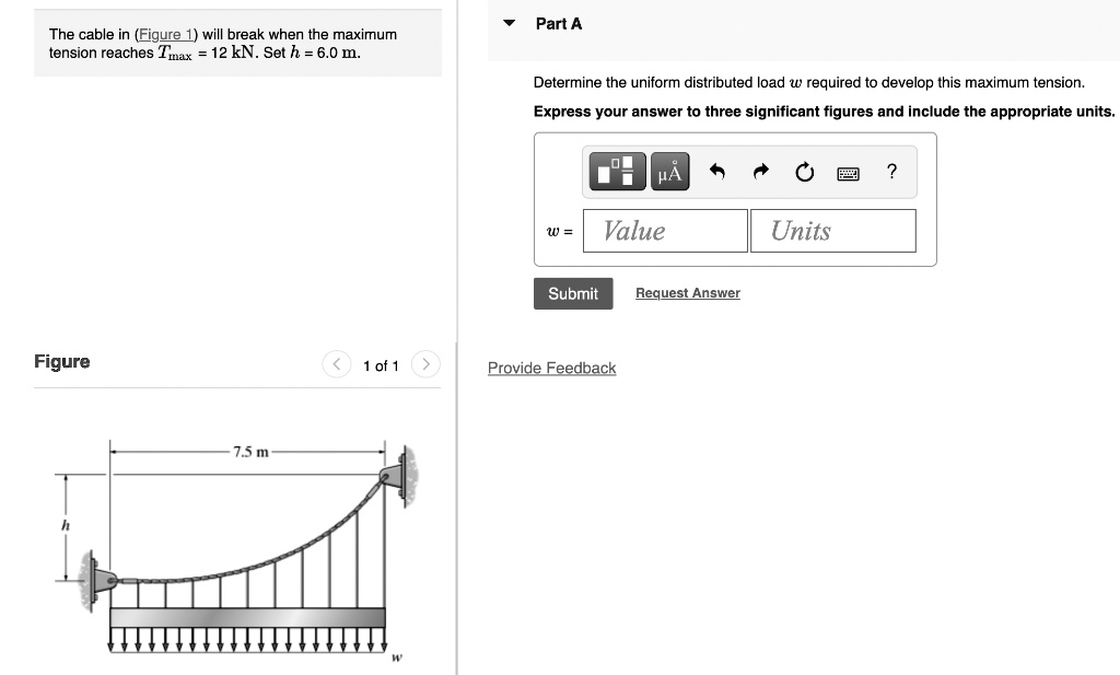 SOLVED: Part A The cable in (Figure 1) will break when the maximum tension reaches Tmax = 12 kN ...