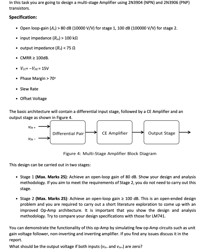 SOLVED: In this task you are going to design a multi-stage Amplifier using 2N3904 (NPN) and ...