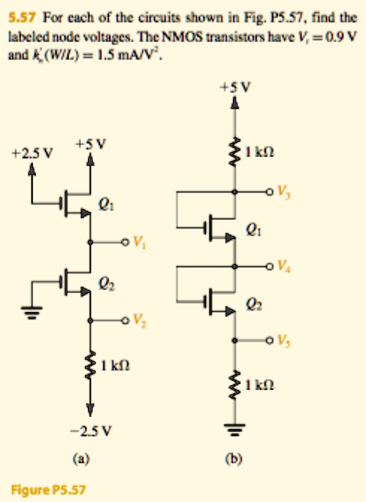 5.57 For each of the circuits shown in Fig. P5.57, find the labeled ...