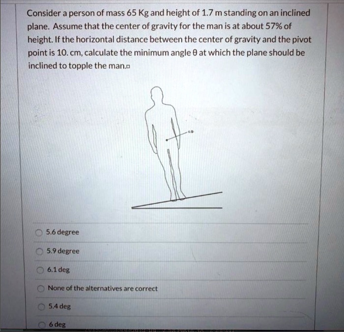 consider a person of mass 65 kg and height of 17 m standing on an ...