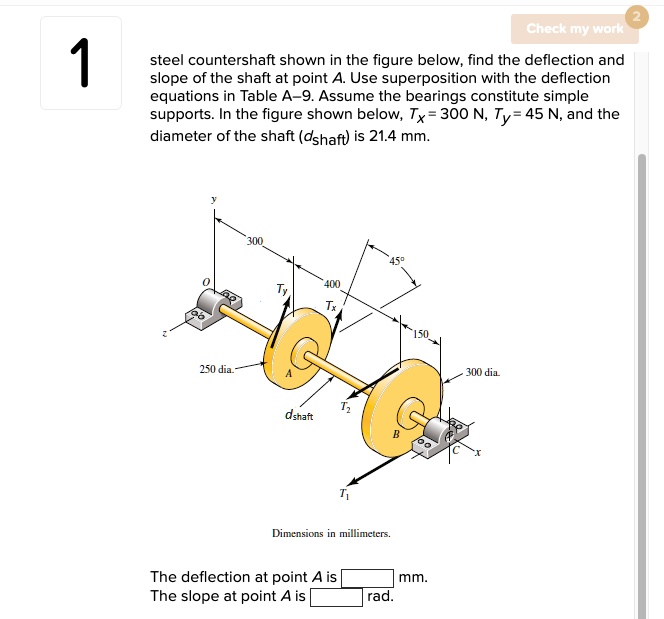 SOLVED: In the steel countershaft shown in the figure below, find the ...