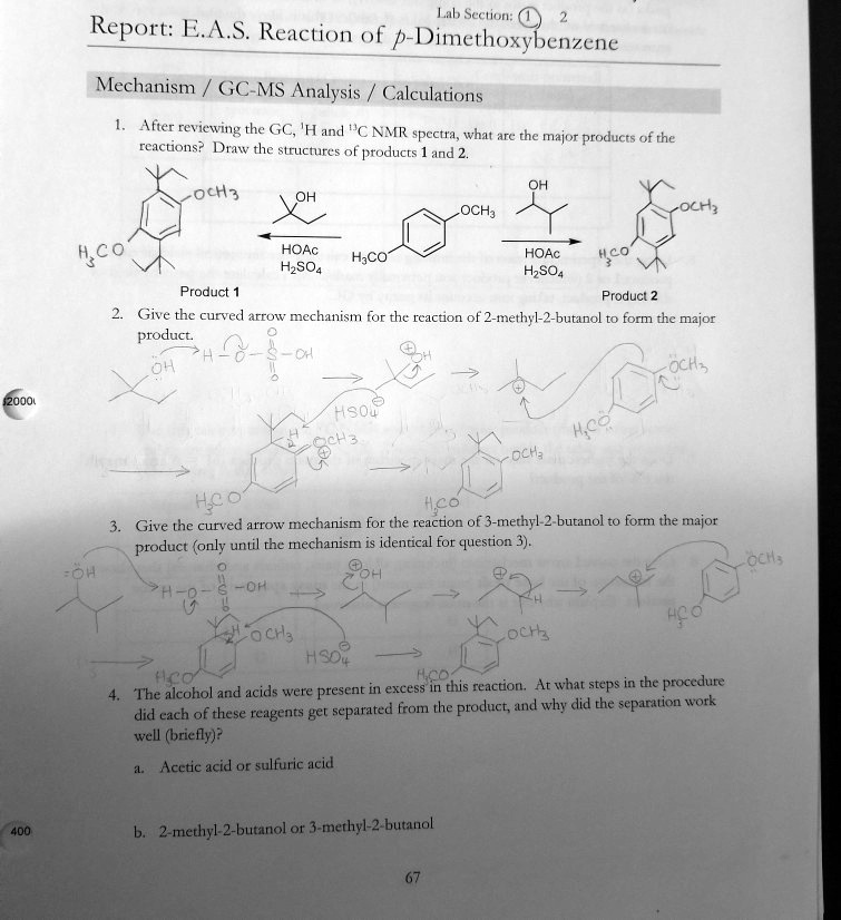 lal section report eas reaction of p dimethoxybenzene mechanism gc ms analysis calculations ...