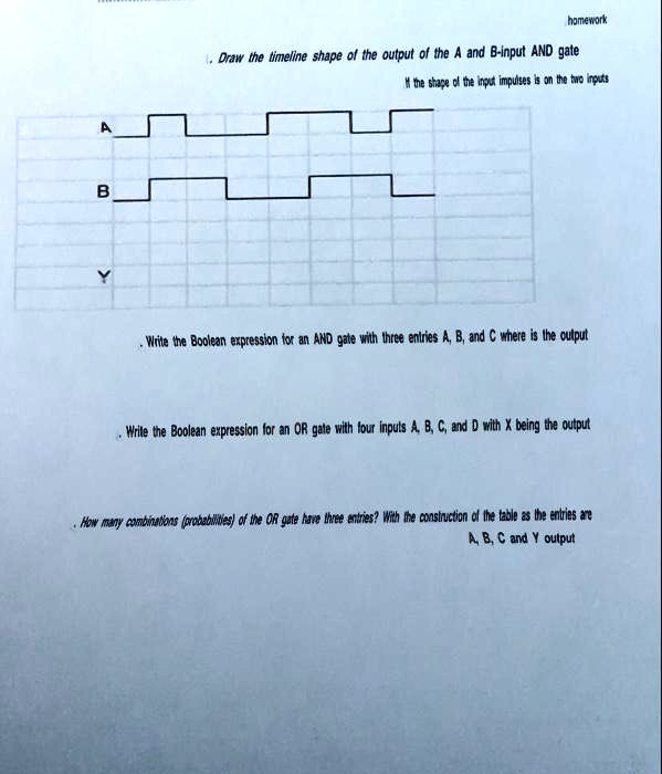 SOLVED: Draw the timeline shape of the output of the A and B-input AND ...