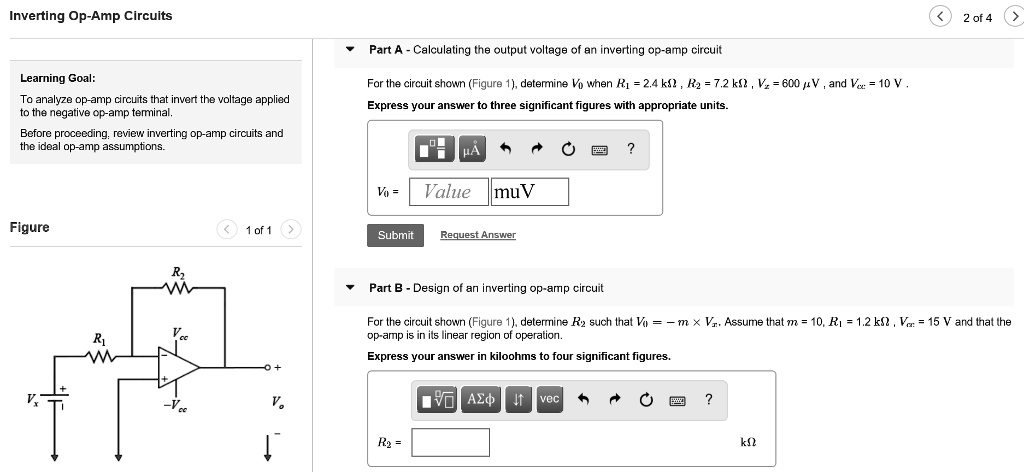 Solved Inverting Op Amp Circuits 2 Of 4 Part A Calculating The Output Voltage Of An Inverting