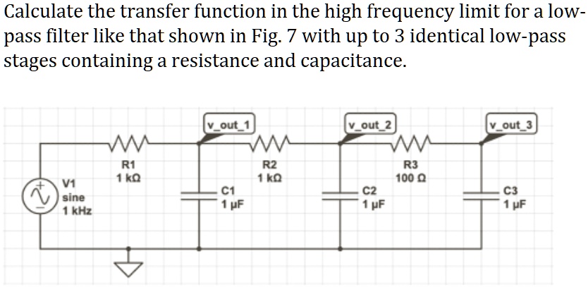 SOLVED: Calculate the transfer function in the high frequency limit for a low-pass filter like ...
