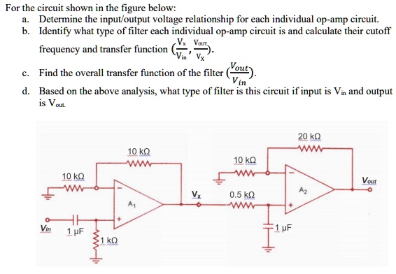 For the circuit shown in the figure below: a. Determine the input/output voltage relationship ...