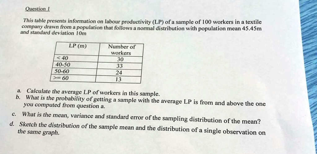 SOLVED: Question: This table presents information on labour ...