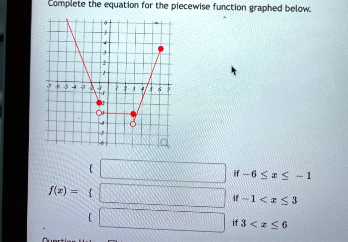SOLVED: complete the equation for the piecewise function graphed below ...