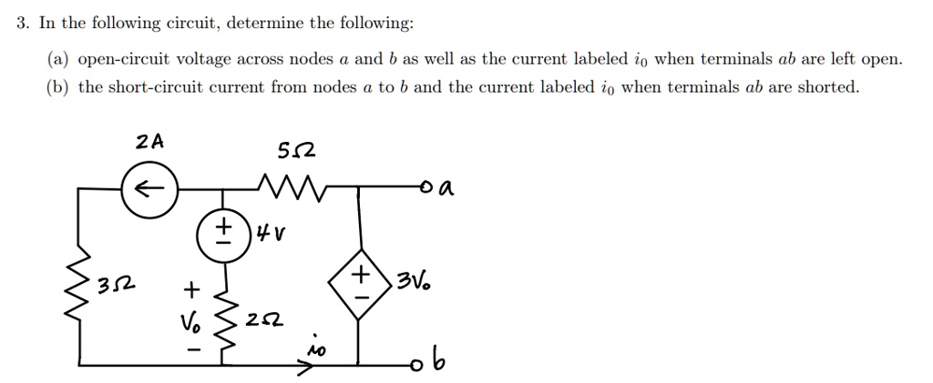 3. In the following circuit, determine the following: (a) open-circuit voltage across nodes a ...