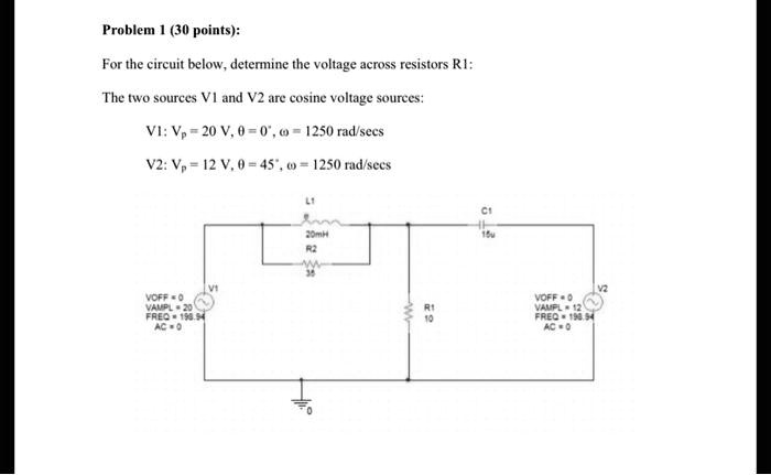 SOLVED: For the circuit below, determine the voltage across resistors ...