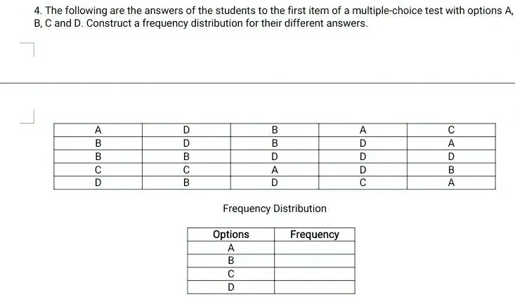4. The following are the answers of the students to the first item of a ...