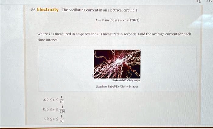 SOLVED: 86. Electricity The oscillating current in an electrical ...