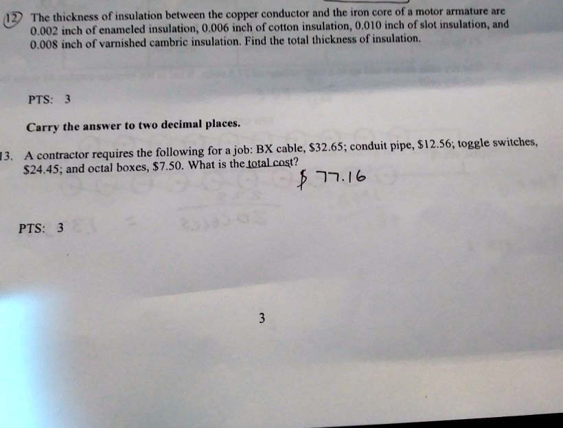 the thickness of insulation betwcen the copper conductor and the iron ...