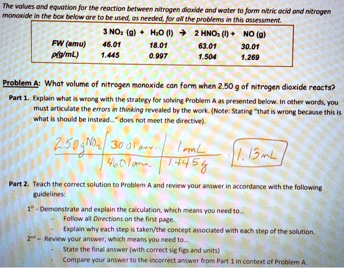 the values and equation for the reaction between nitrogen dioxide and ...