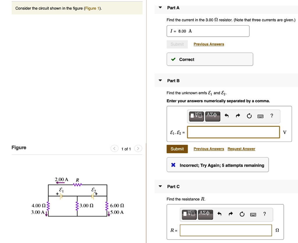 consider the circuit shown in the figure figure 1 part a find the ...