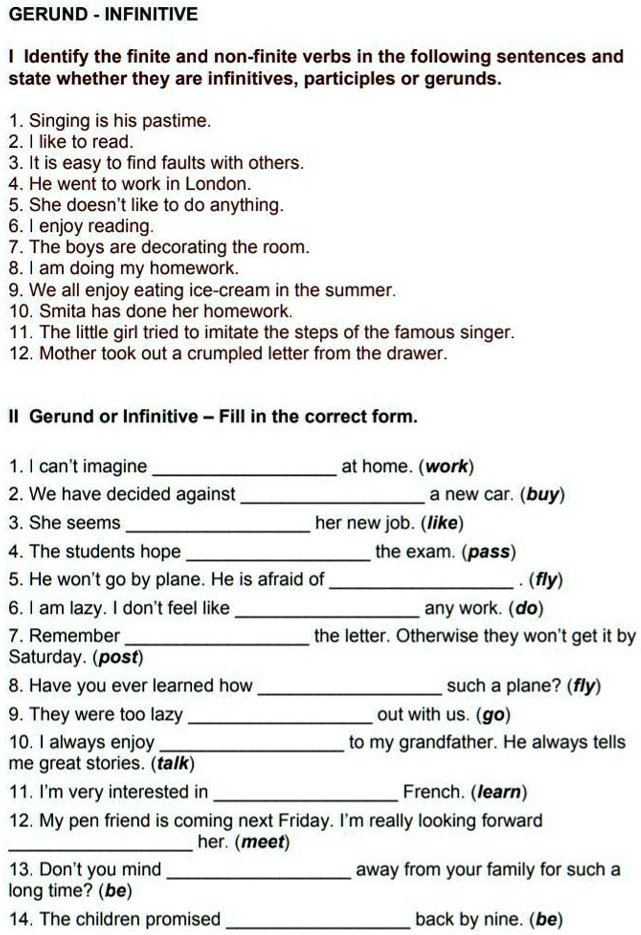 worksheet of verbs infinitive and non infinitive spamers go away 13883