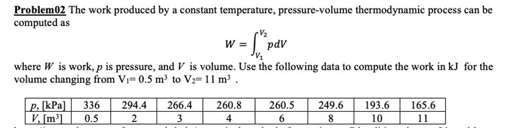 Problem02 The work produced by a constant temperature, pressure-volume ...