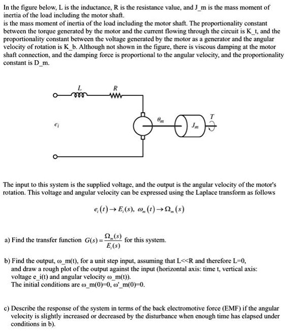 In the figure below, L is the inductance, R is the resistance value, and Jm is the mass moment ...