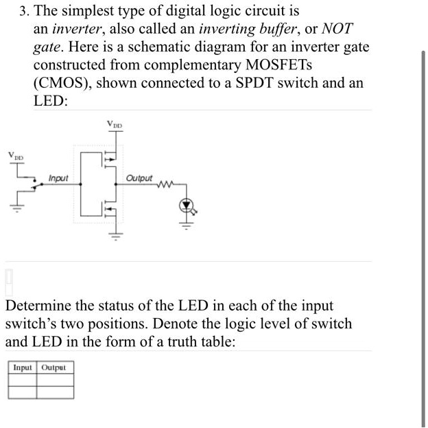 The simplest type of digital logic circuit is an inverter, also called ...