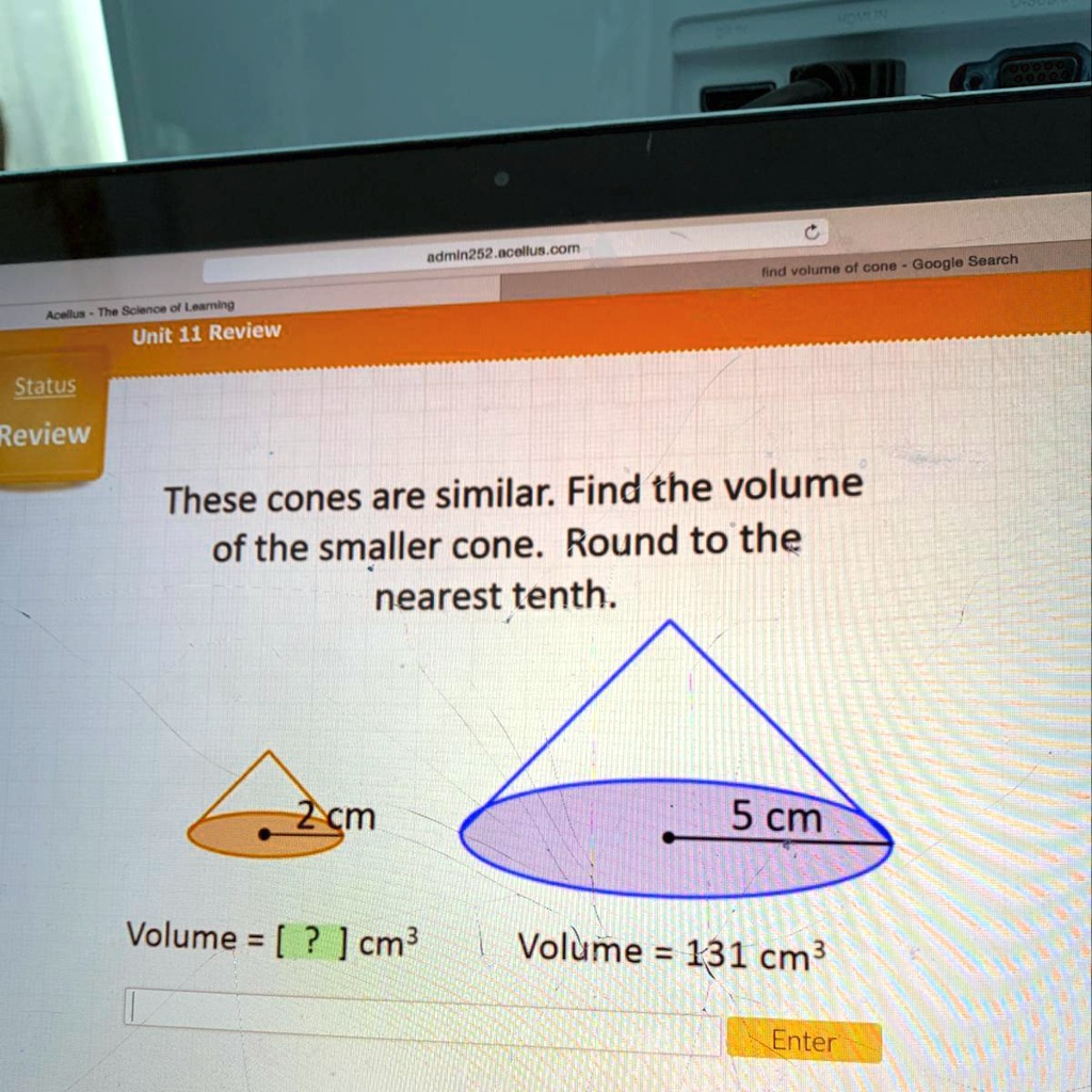 SOLVED:'these cones are similar. find the volume of the smaller cone. round to the nearest tenth ...