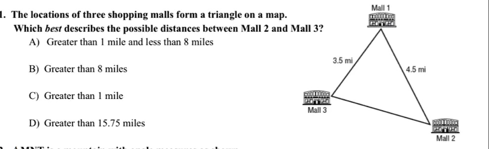 SOLVED: Mall The locations of three shopping malls form triangle on 4 ...
