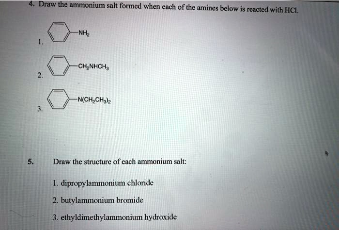 SOLVED:Draw the ammonium salt formed when each of the amines below is ...