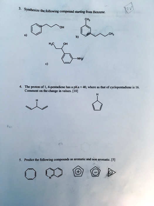 3. Synthesize the following compound starting from Benzene. CH3 OH a ...