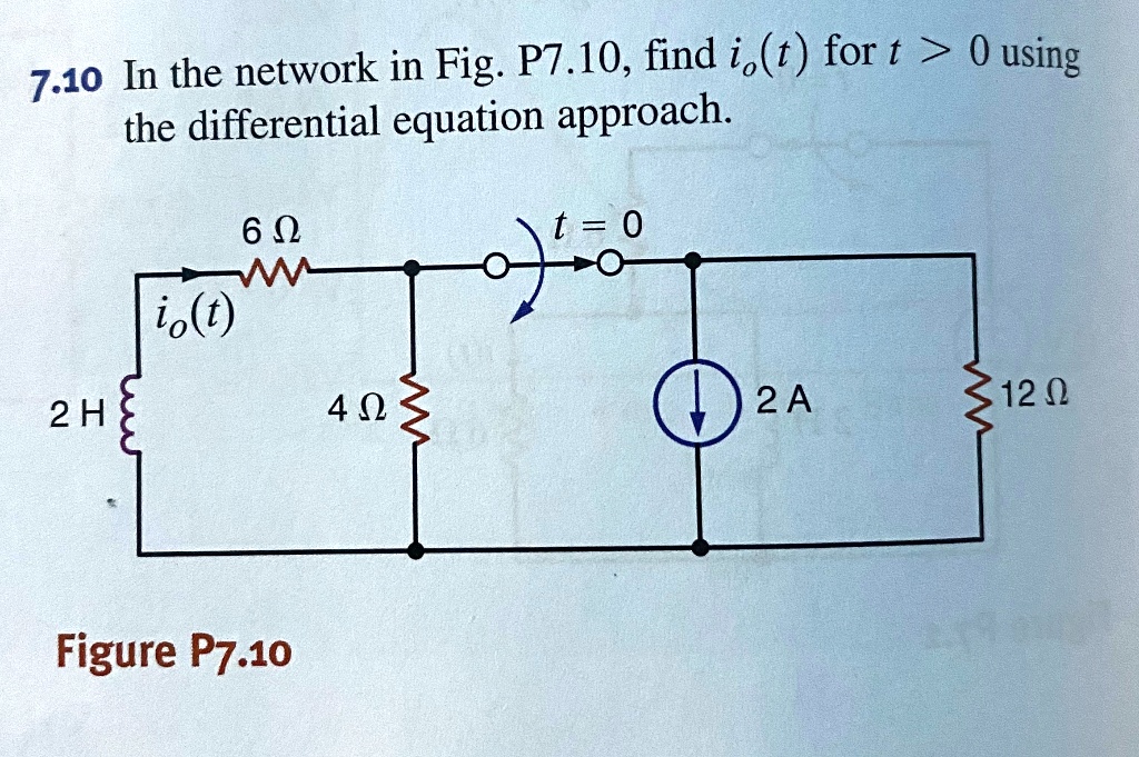 SOLVED: In the network in Fig. P7.10, find io(t) for t > 0 using the differential equation ...