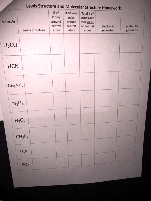 SOLVED:Lewis Structure and Molecular Structure Homework of lone Total ...