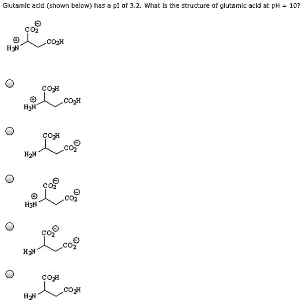 SOLVED: Glutamic acid (shown below) has a pKa of 3.2. What is the ...