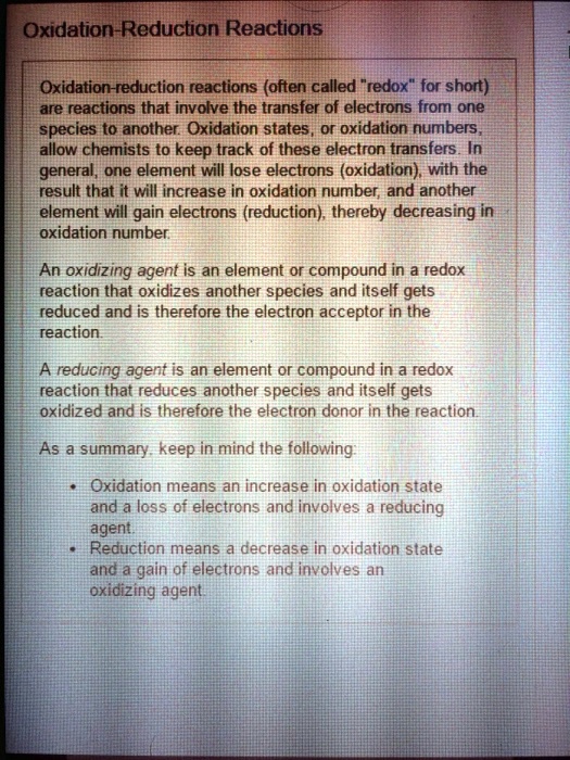 Oxidation-Reduction Reactions Oxidation-reduction reactions...