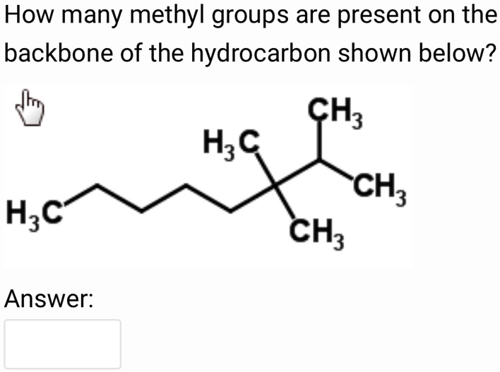 How many methyl groups are present on the backbone of the hydrocarbon ...