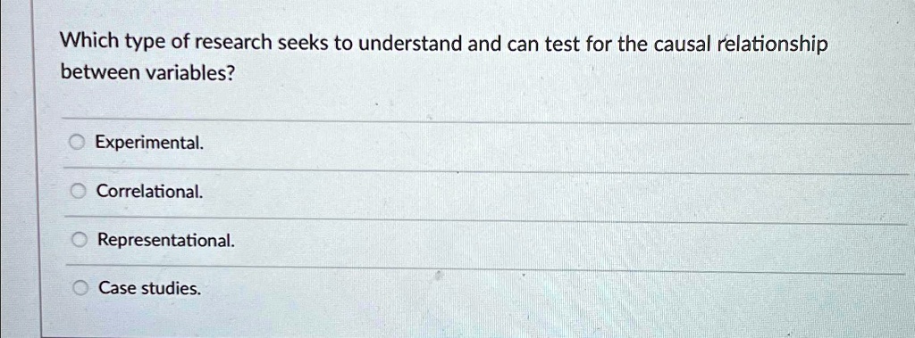 SOLVED: Which type of research seeks to understand and can test for the ...