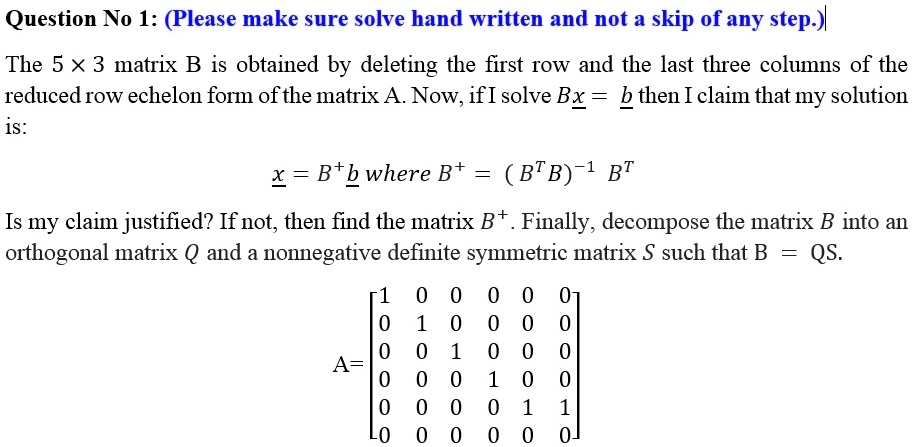 SOLVED: Texts: Question No 1: (Please make sure to solve the ... SOLVED: Texts: Question No 1: (Please make sure to solve the ...