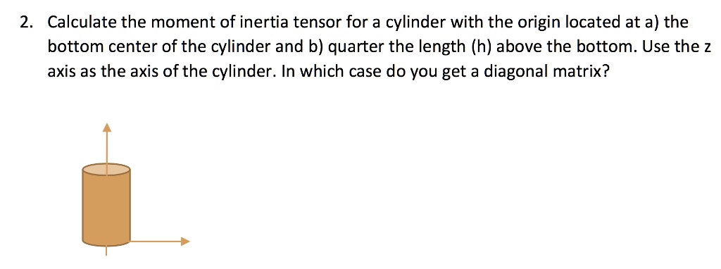 2. Calculate the moment of inertia tensor for a cylinder with the origin located at a) the ...