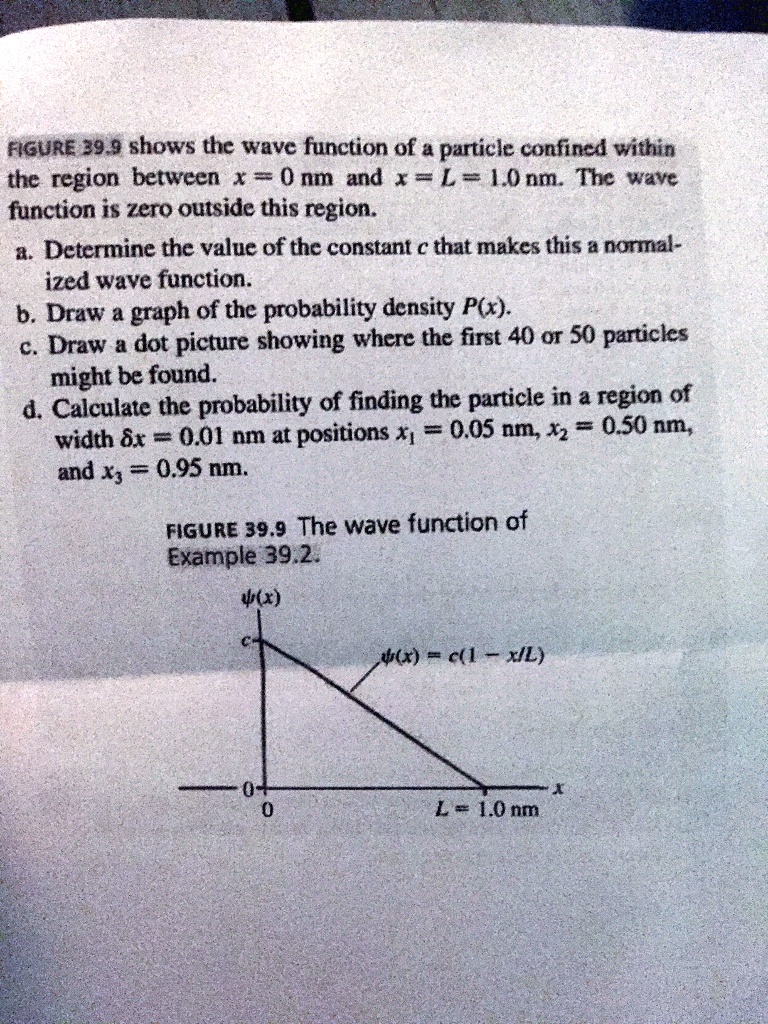 SOLVED: Figure 99 shows the wave function of a particle confined within the region between x=0 ...