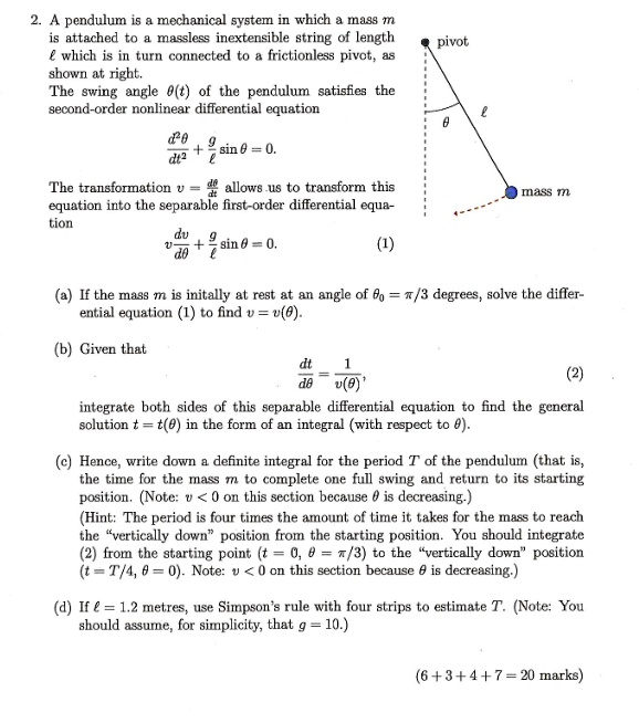 SOLVED: Q2 Can someone help me please? 2. A pendulum is a mechanical ...