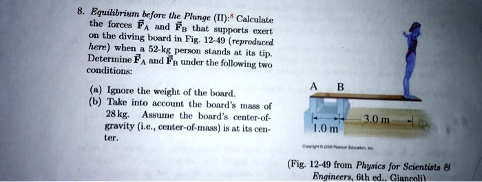 8. Equilibrium before the Plunge (II): Calculate the forces F⃗A and F⃗B ...