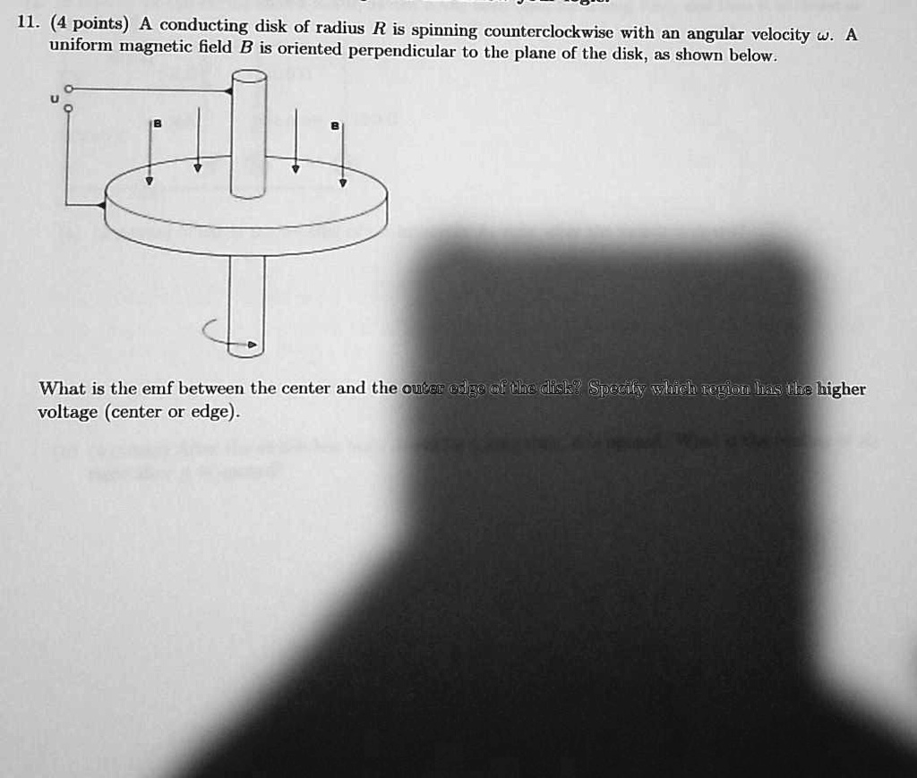 11 4 points a couducting disk of radius r is spinning counterclockwise ...